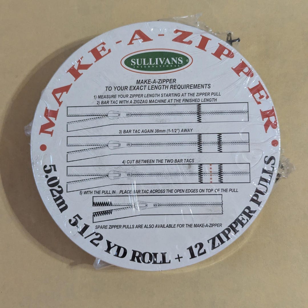 Zipper Kit | Make A Zipper 1" White Zipper Spool | Sullivan's 12 Zipper ...