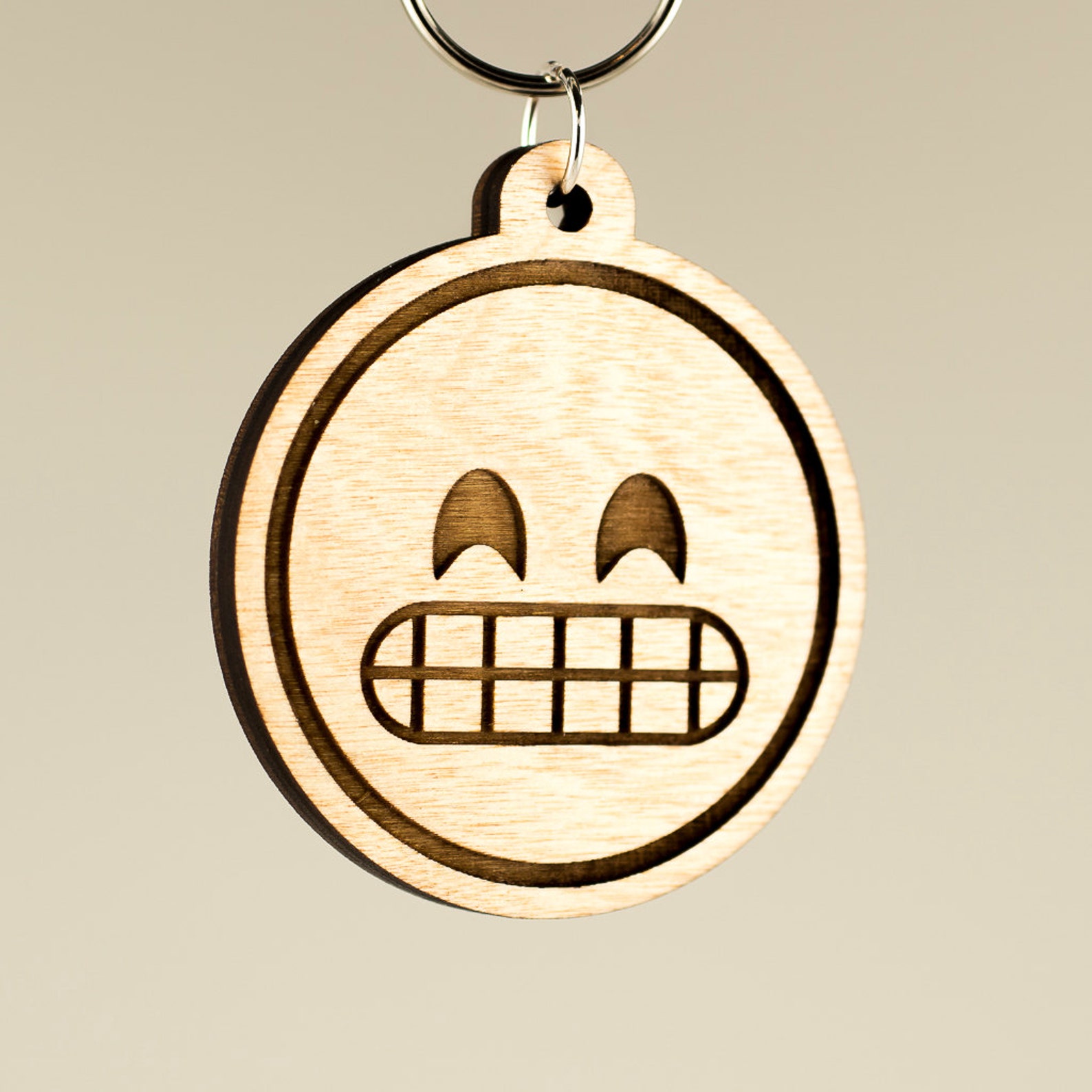 Grinning Face With Smiling Eyes Emoji Keychain - Happy Face With Grin ...