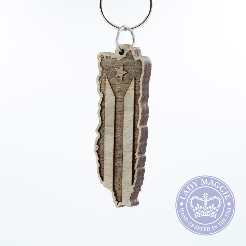 Puerto Rico Keychain Puerto Rican Flag Keychain Engraved | Etsy