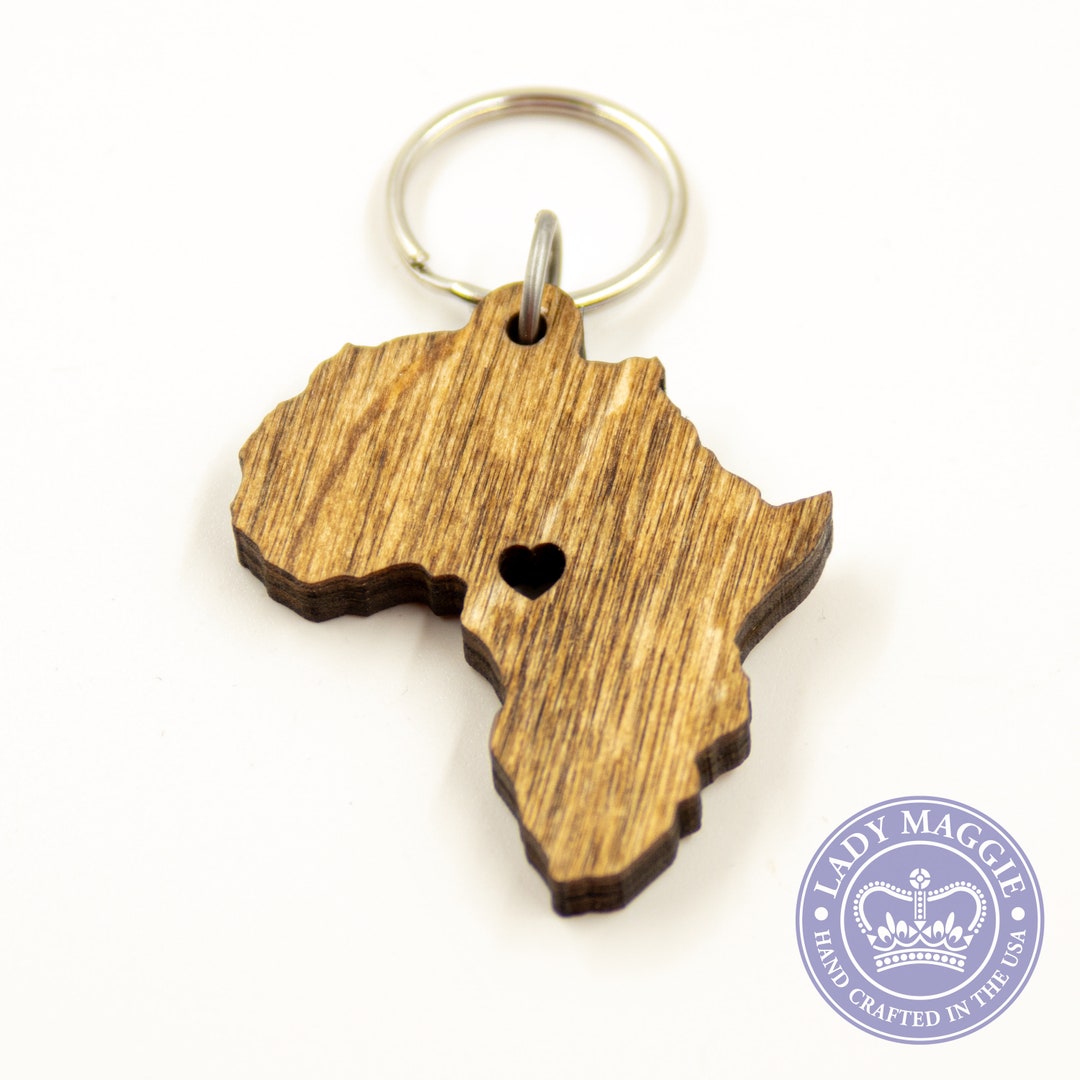 Africa Keychain | Africa Wooden Charm | African Keyring | Custom ...