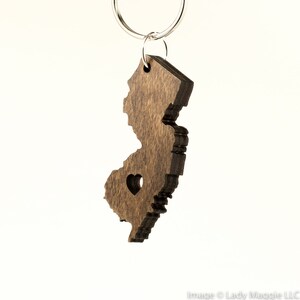 New Jersey Wooden Keychain - NJ State Keychain - Wooden New Jersey ...