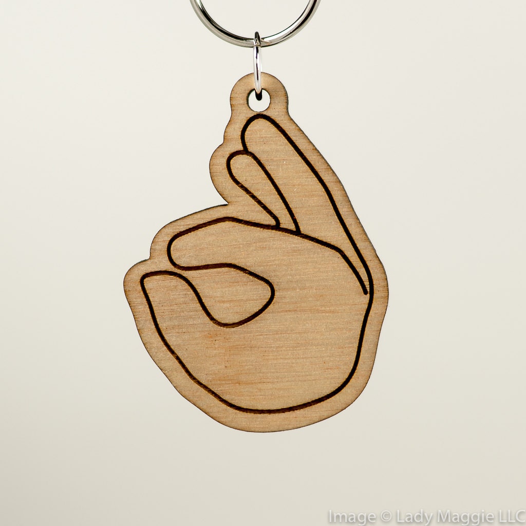 OK Emoji Keychain Okay Emoji Carved Wood Key Ring OK Hand | Etsy