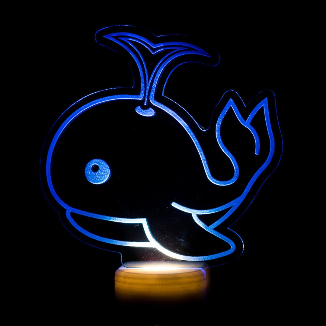 Whale Emoji Night Light - Blue Whale LED Nightlight - Whale Night Light ...