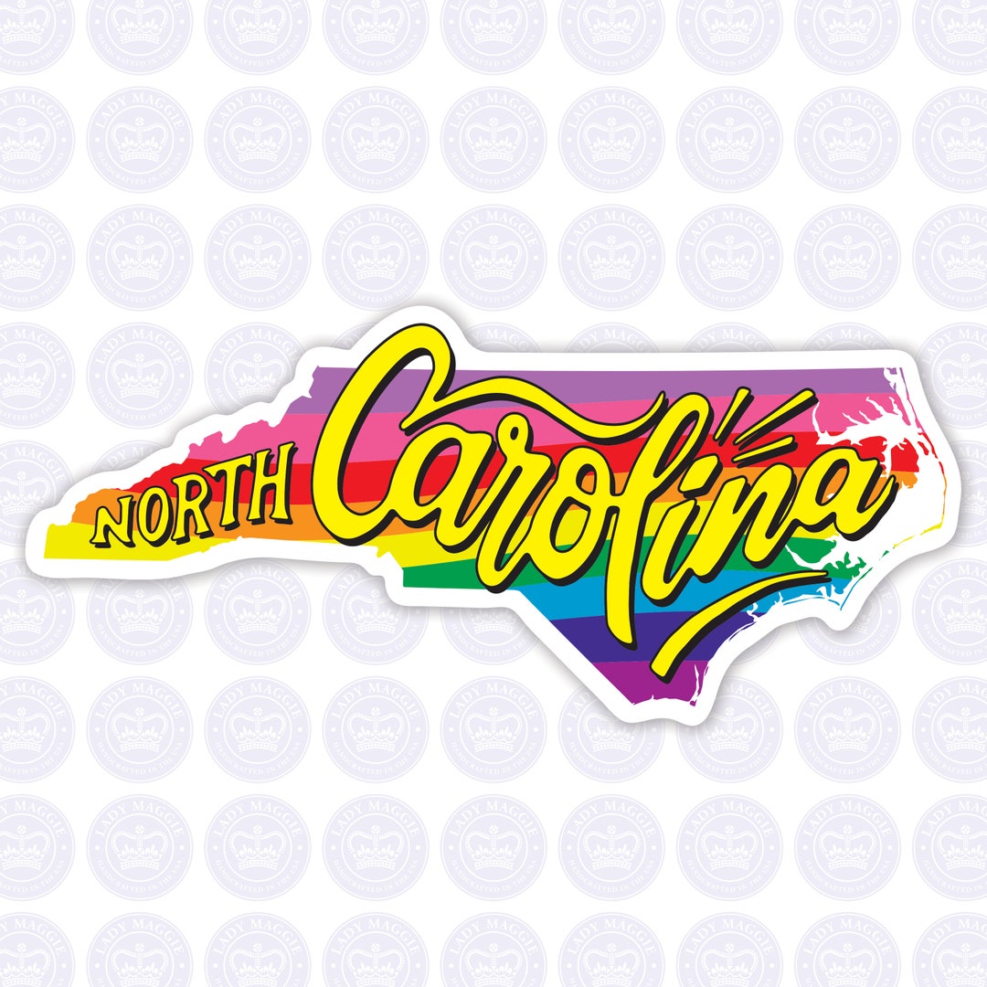 North Carolina Script Rainbow Decal - NC Script LGBTQ Flag Decal ...