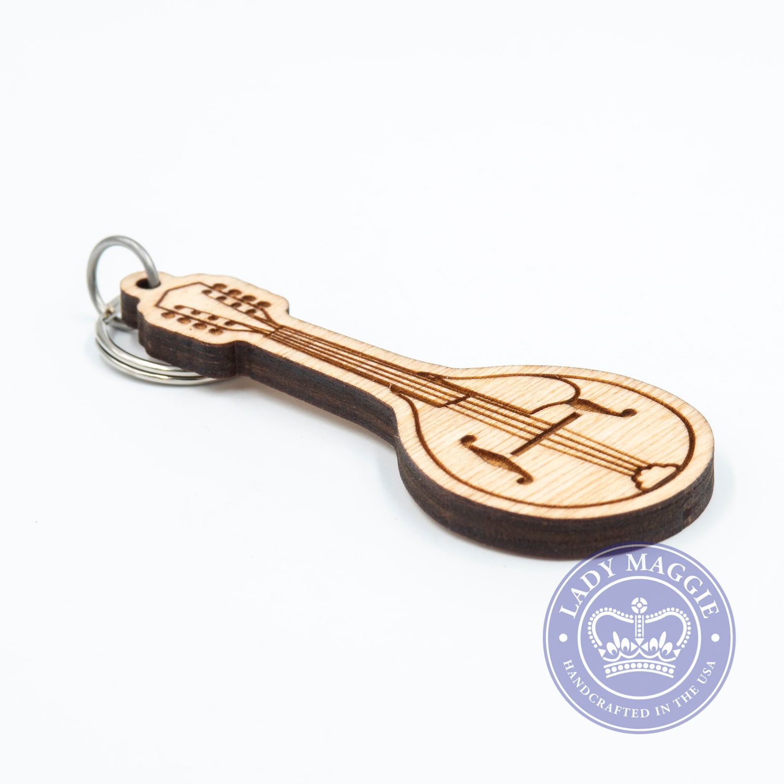 Mandolin Keychain Mandolin Carved Wood Key Ring Engraved - Etsy