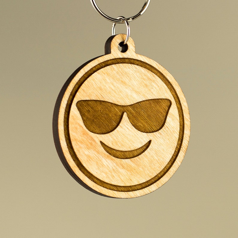 Cool Emoji Sunglass Face Emoji Wood Keychain Sunglasses | Etsy
