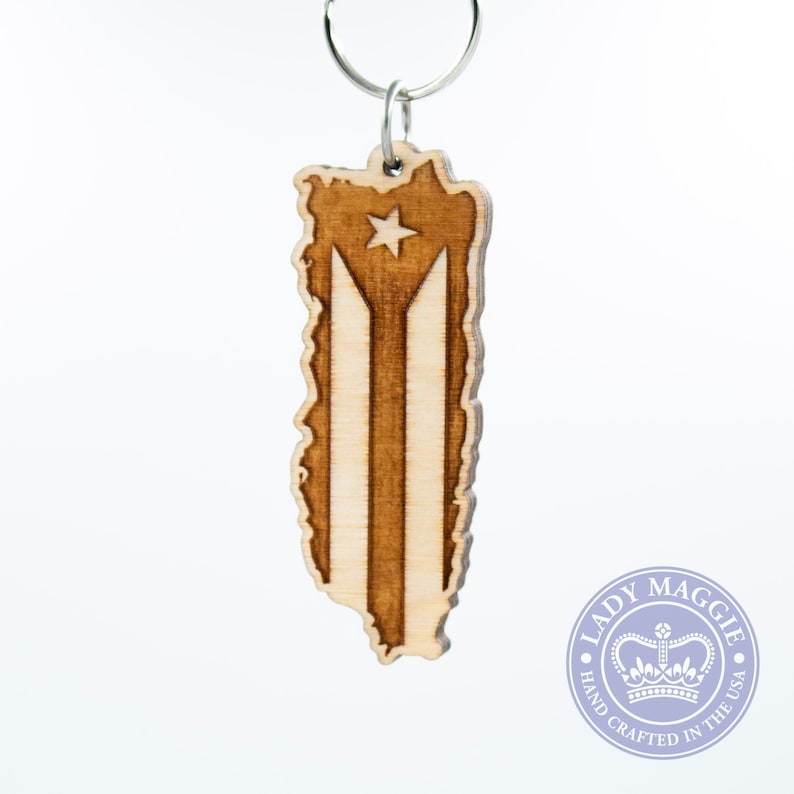 Puerto Rico Keychain Puerto Rican Flag Keychain Engraved | Etsy