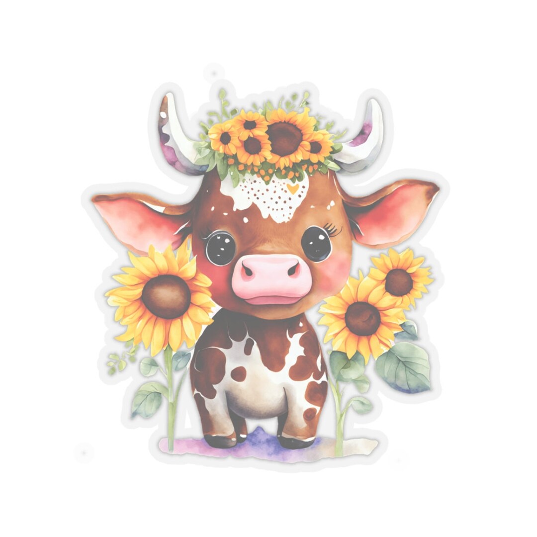 Cute Cow Sticker Decal, Laptop, Cute, Waterbottle, Tumbler, Home Office ...
