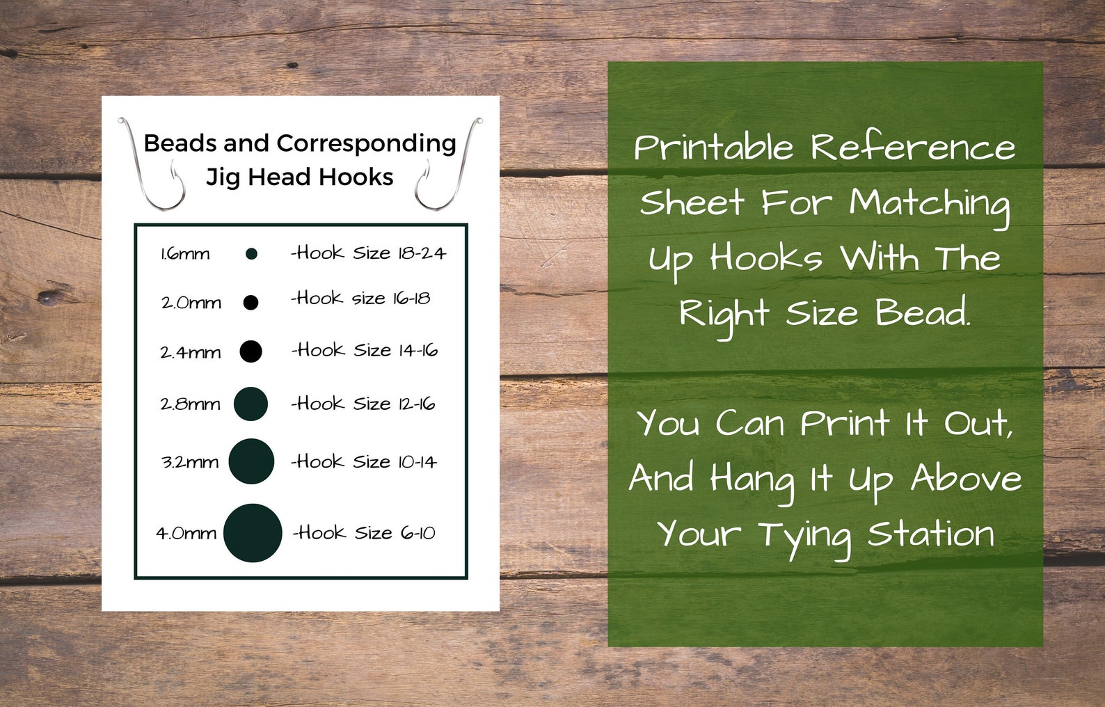 Printable Fly Tying Cheat Sheet, Beads and Corresponding Hooks Wall Art ...