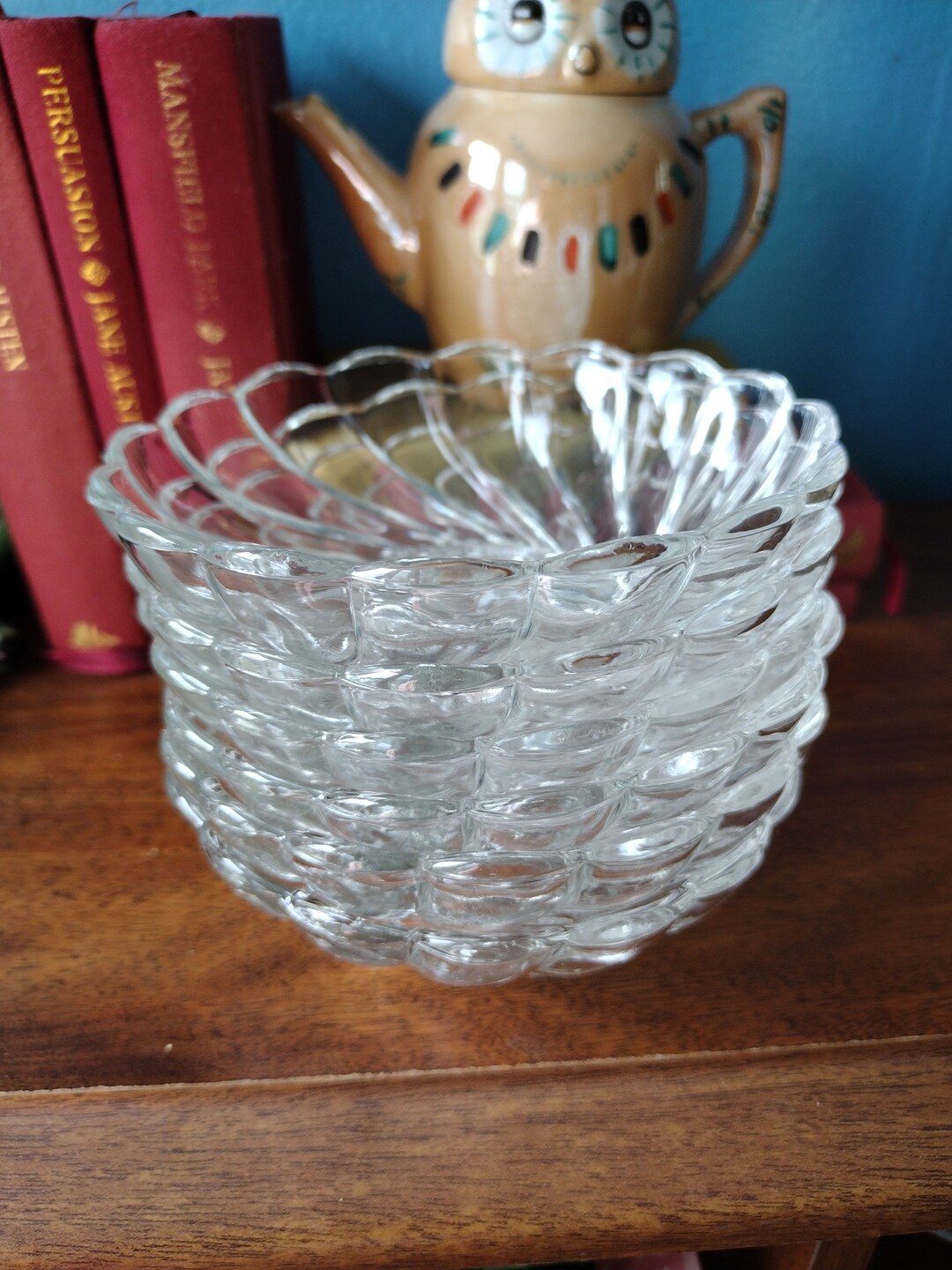 Set of 6 Vintage Hazel Atlas Colonial Swirl Small Dessert Bowls Pressed ...