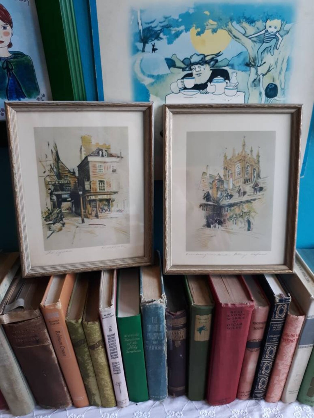 Set of 2 Vintage Prints City Architecture Buildings Oxford the Square ...