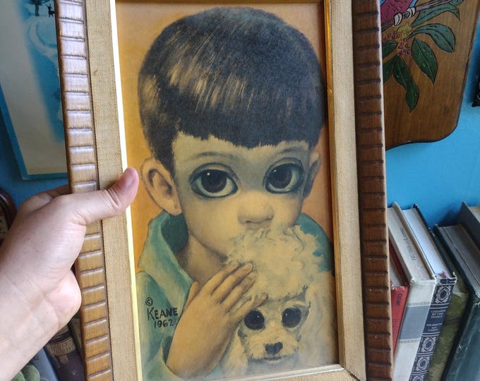Vintage 60s Margaret Keane Print A Boy's Dog Puppy Big Eyes Turner ...