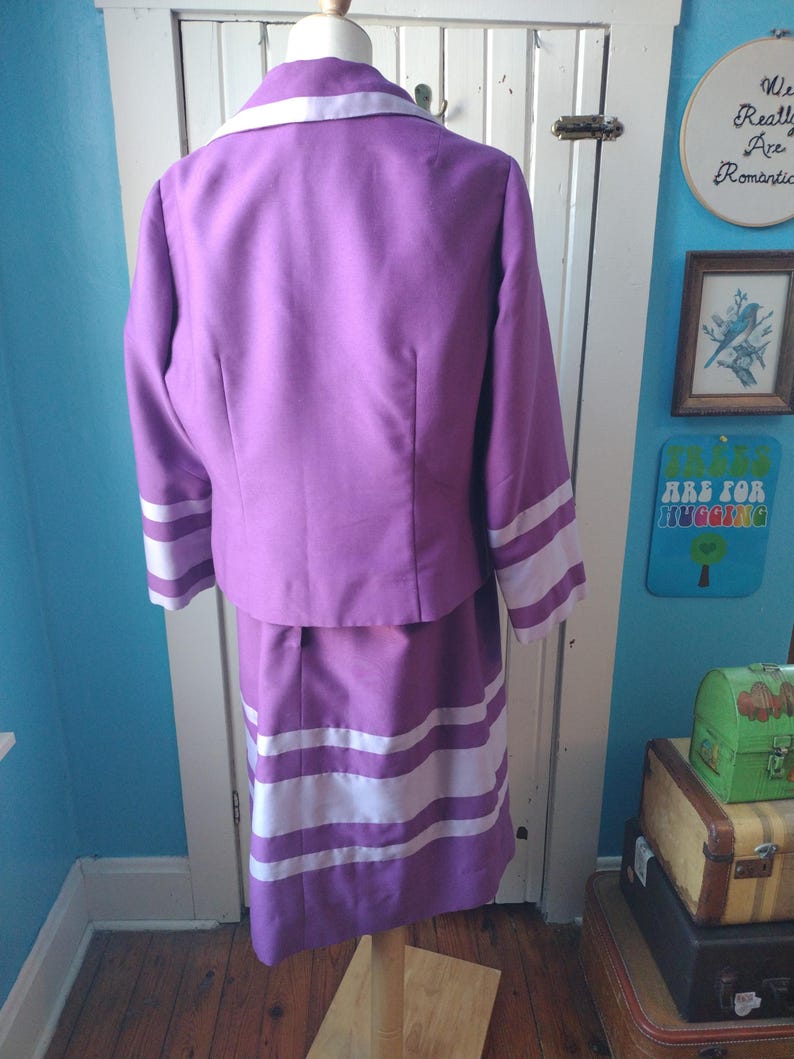 Vintage 60s Purple Dress and Blazer Set L XL Mod Short Sleeve Dress ...