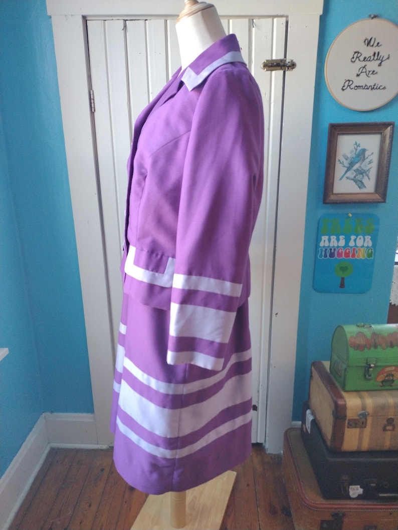 Vintage 60s Purple Dress and Blazer Set L XL Mod Short Sleeve Dress ...