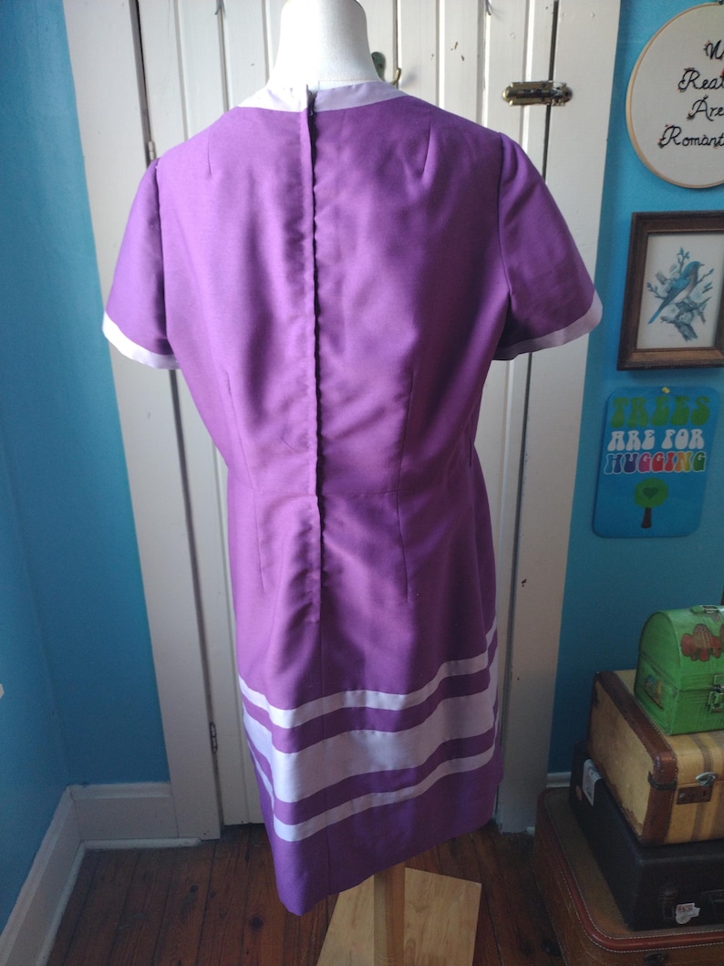 Vintage 60s Purple Dress and Blazer Set L XL Mod Short Sleeve Dress ...