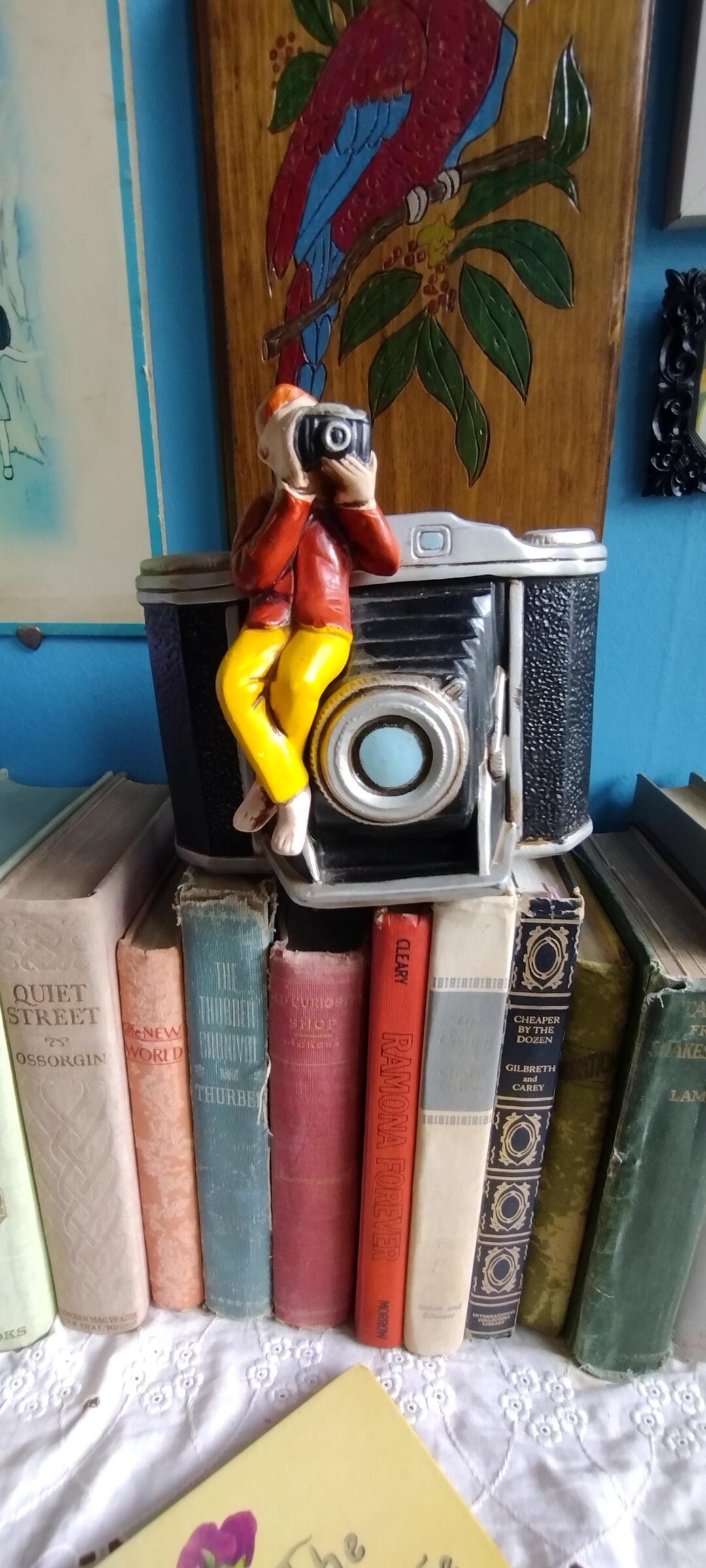 Rare Vintage Camera Photographer Planter Black Yellow Ginger Man Red ...