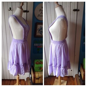 Vintage Purple White Gingham Pinafore Full Skirt Ruffle Checkered XS S ...