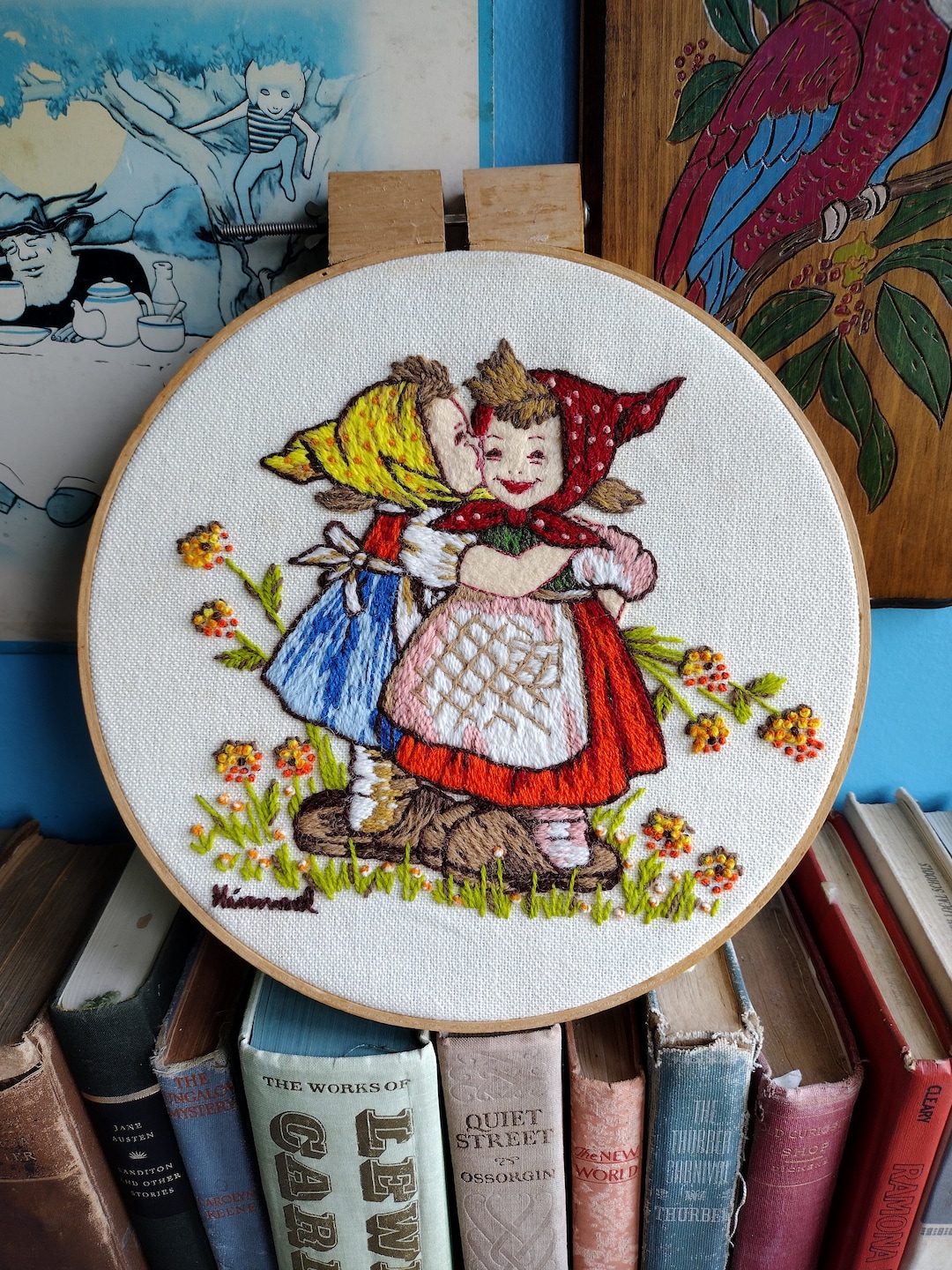 Vintage Hummel Little Girl Embroidery Art Hoop Embroidered Crewel ...