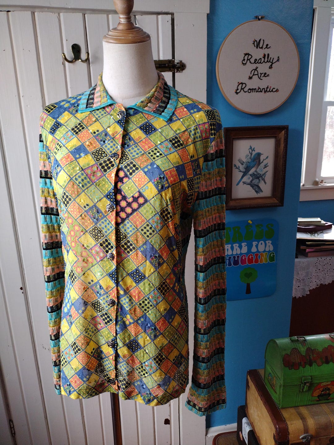 Vintage 90s Y2k Bazar by Christian Lacroix Colorful Eyelet Sweater ...