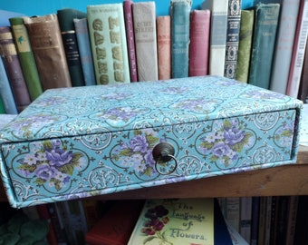 Vintage Hawthorne Teal and Pink Velvet Fabric Storage Jewelry Box - Etsy