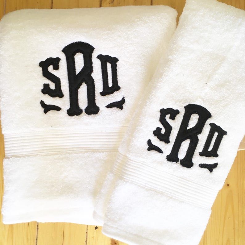 Monogram Embroidered Applique Terry Cloth Bath Towel / Graduation Gift ...
