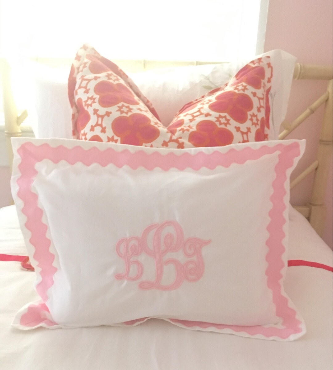 Monogram Applique Baby Sham With Ribbon Scallop Trim / Sham / - Etsy