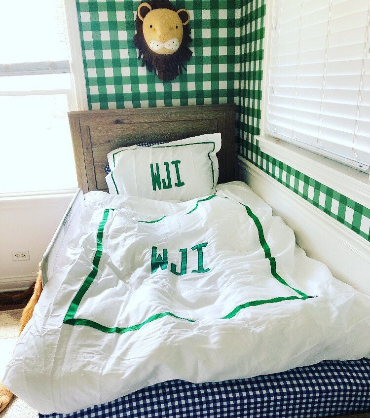 Monogram Applique Twin Duvet / Monogrammed Bedding / Sham