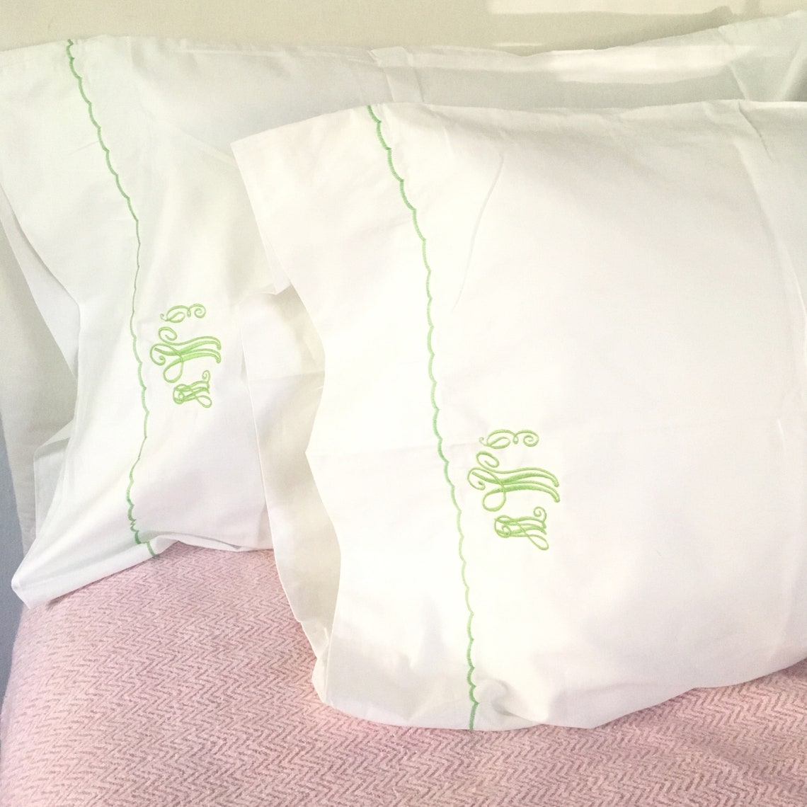 Monogram Full Sheet Set With Custom Embroidered Border / - Etsy