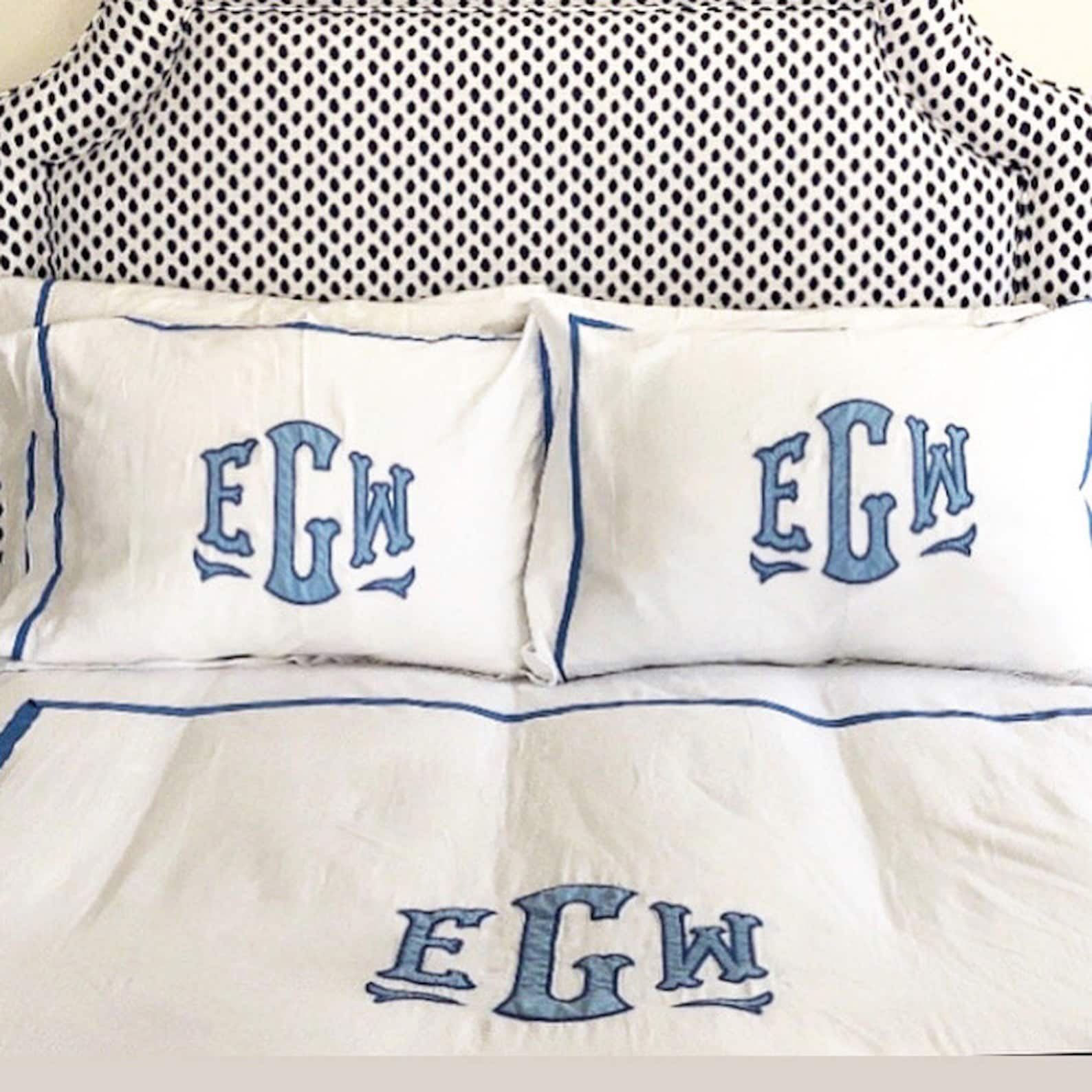 Custom Embroidered Monogram Applique Duvet - Full/queen Size - Etsy