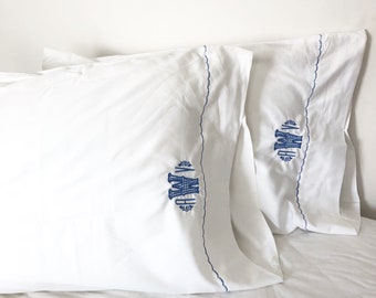 Monogram Full Sheet Set with Custom Embroidered Border / | Etsy