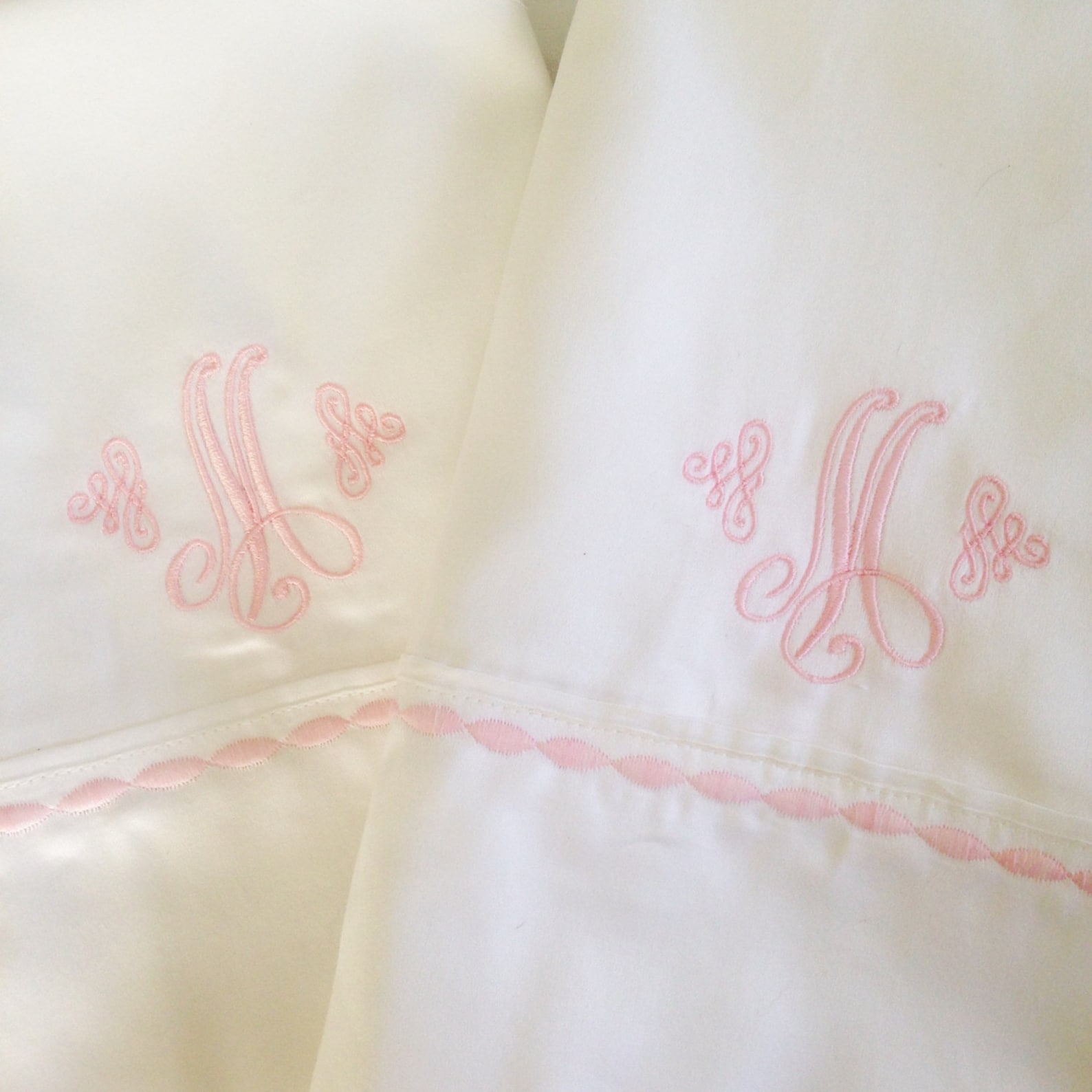 Monogram King Sheet Set With Custom Embroidered Border / - Etsy