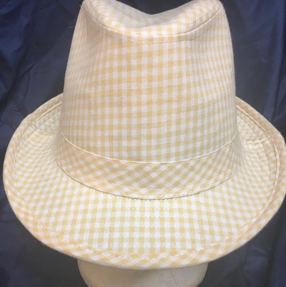 Fedora, Monogrammed Hat, Lightweight Yellow Fedora, Checkered Yellow ...