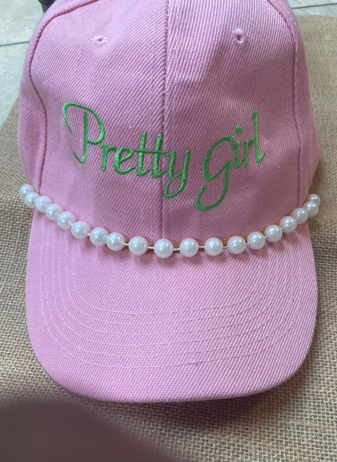 Embroidered Pretty Girl, Sorority,pink,green, Pearls,cap,baseball Cap ...
