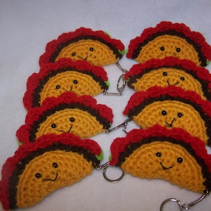 Taco Keychain AMIGURUMI Crochet, Happy Face, Cinco De Mayo, Small Gift ...