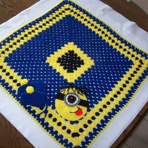 Hand Crocheted Minion Granny Square Baby Blanket/ Afghan Plus Knit ...