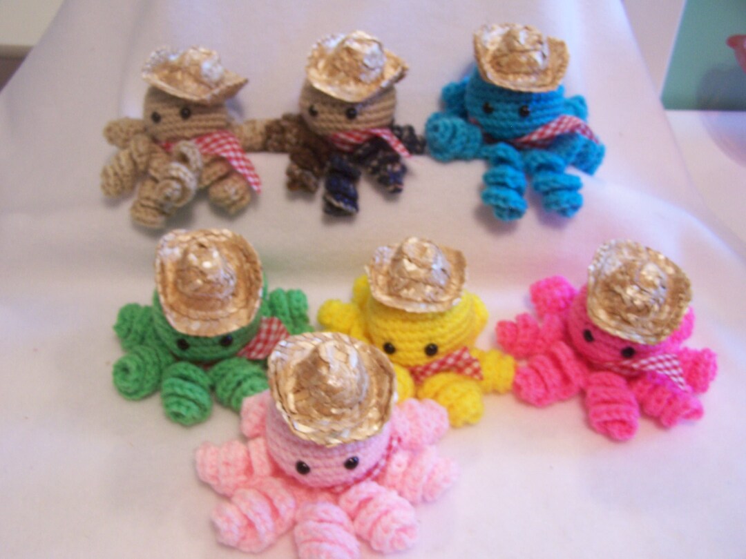 Cowboy Octopus With Hat, Amigurumi Crochet, Cowboy, Rideo Decor, Gag ...