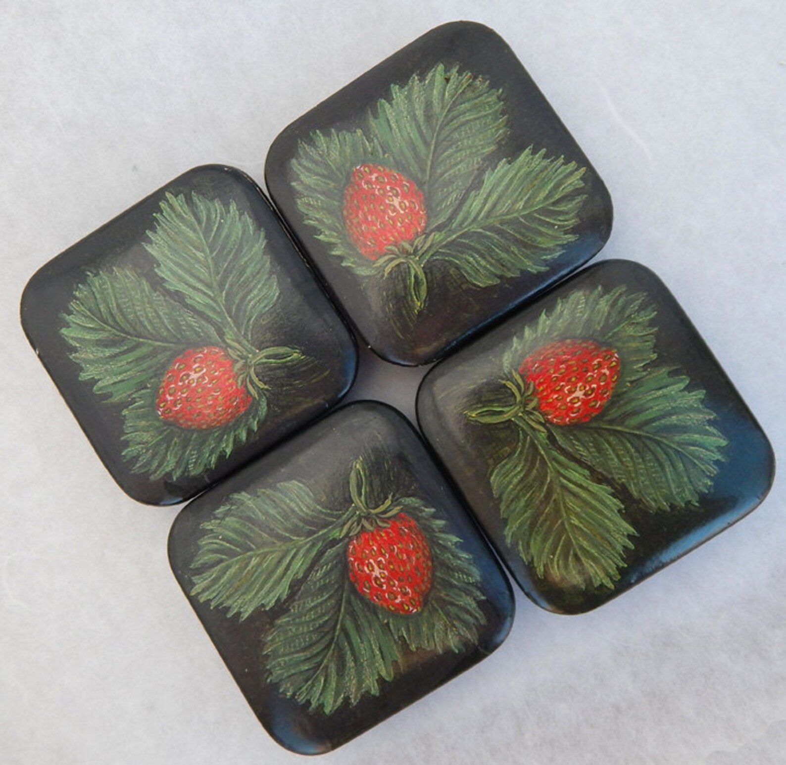 Garden Drawer Pulls Set of 4 Square Black Strawberry - Etsy