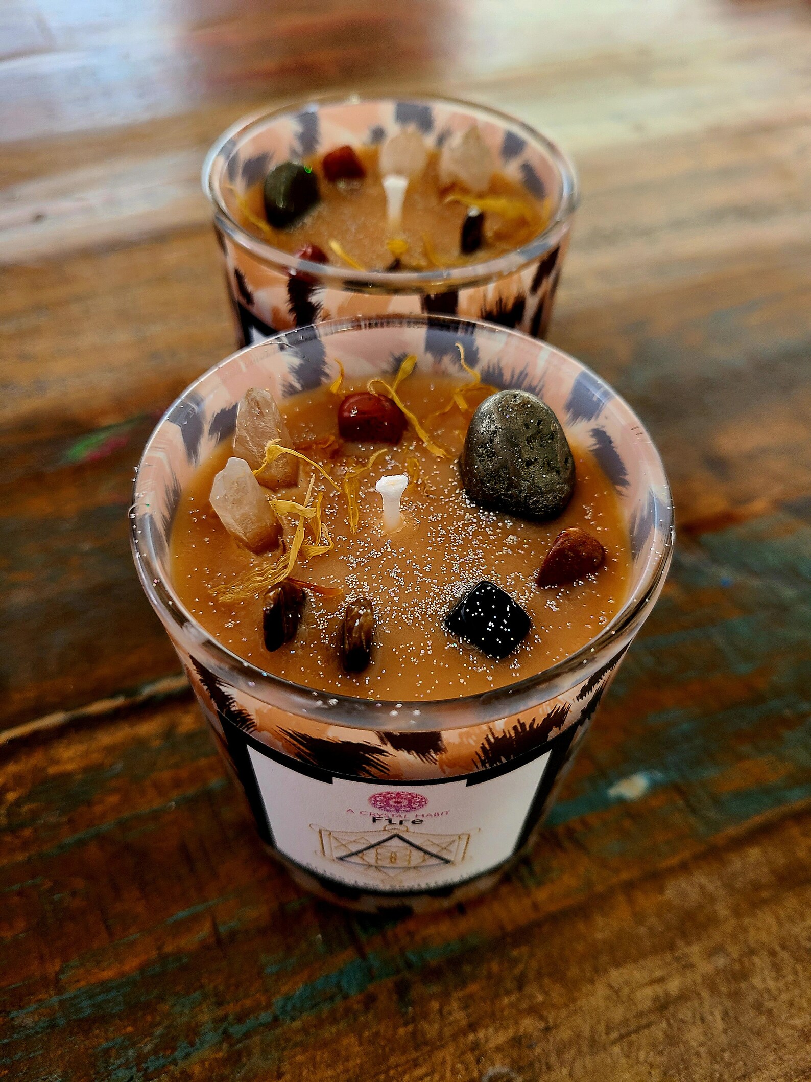 Crystal Element Candle, Fire Element Candle, Crystal Candle, Glitter ...