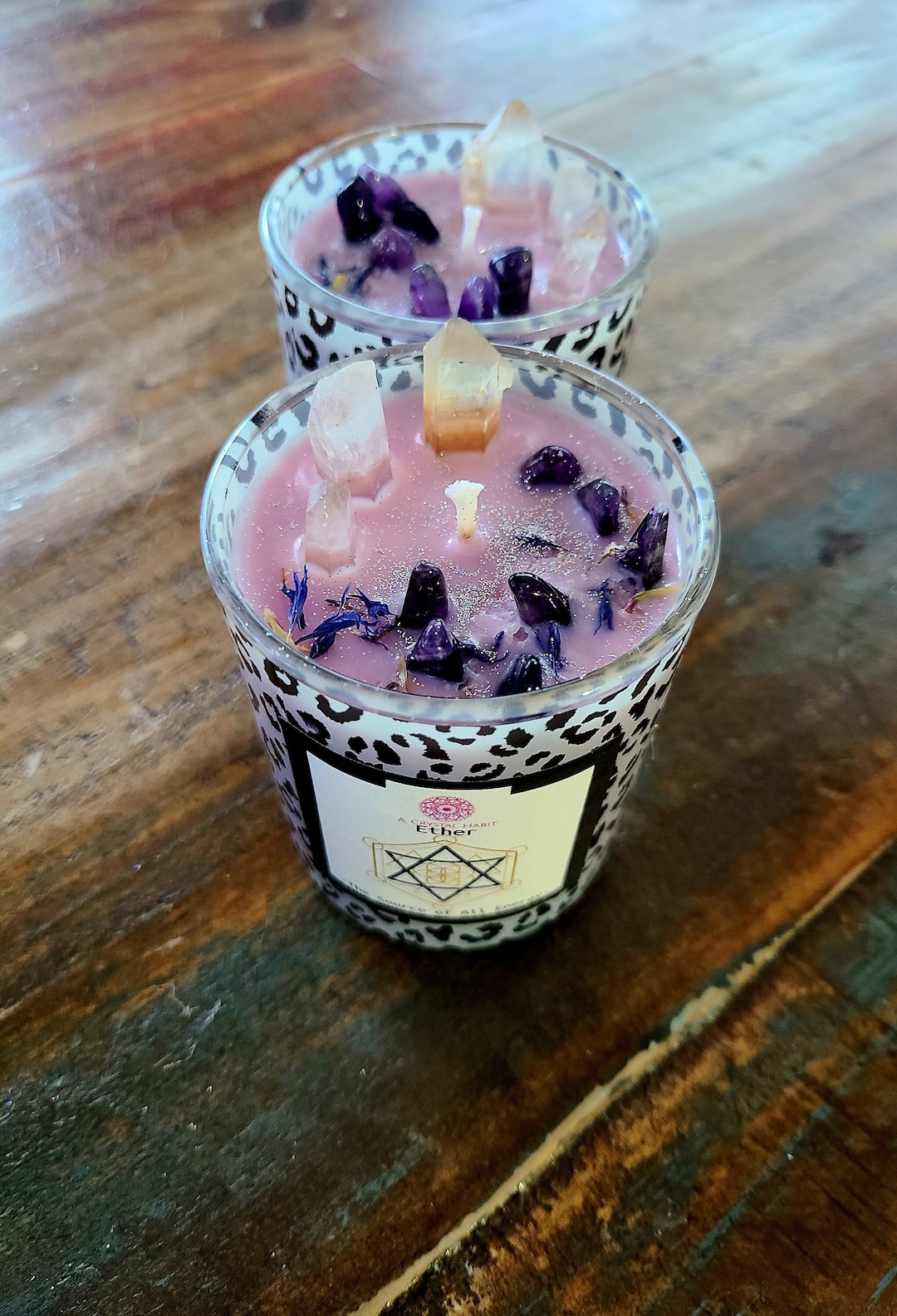 Crystal Element Candle, Ether Element Candle, Crystal Candle, Glitter Candle, Elements Candle ...