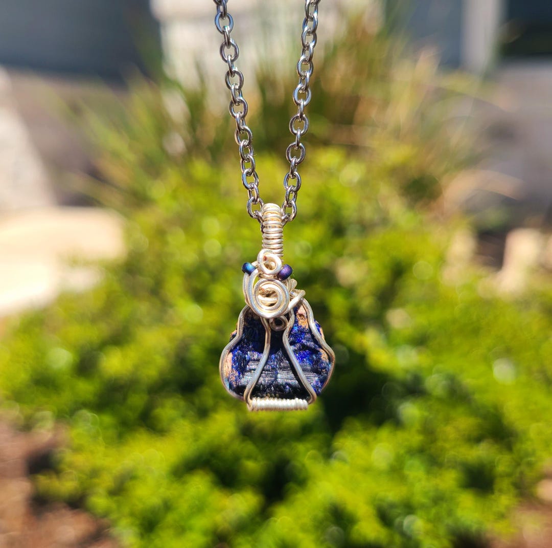 Azurite Wire Wrapped Pendant, Azurite Pendant, Third Eye Stone ...
