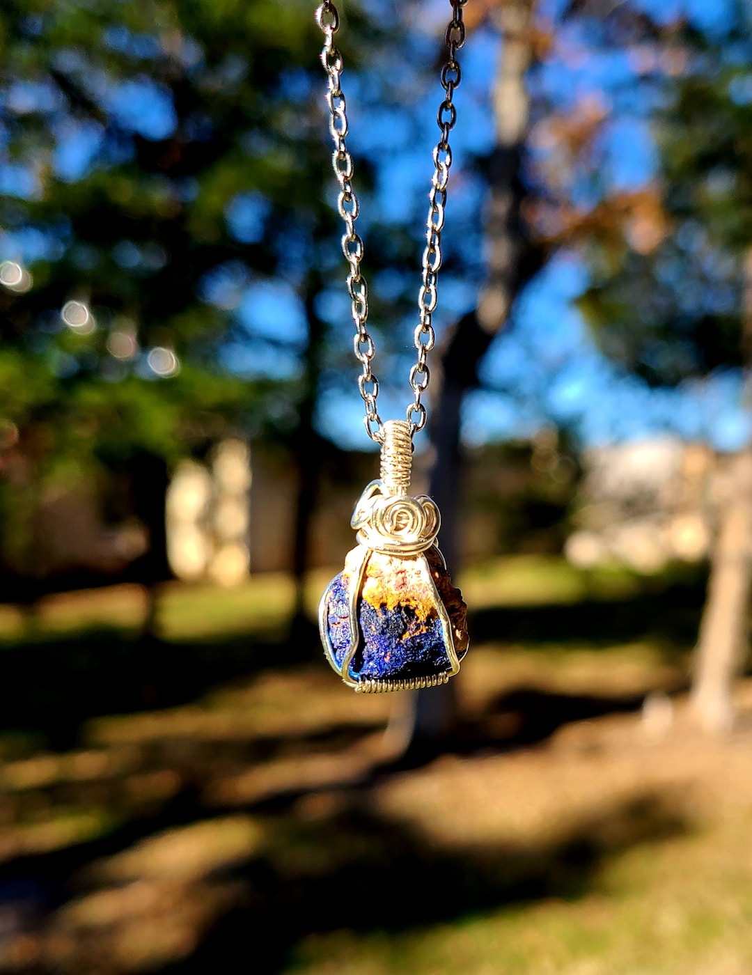 Azurite Wire Wrapped Pendant, Azurite Pendant, Third Eye Stone ...