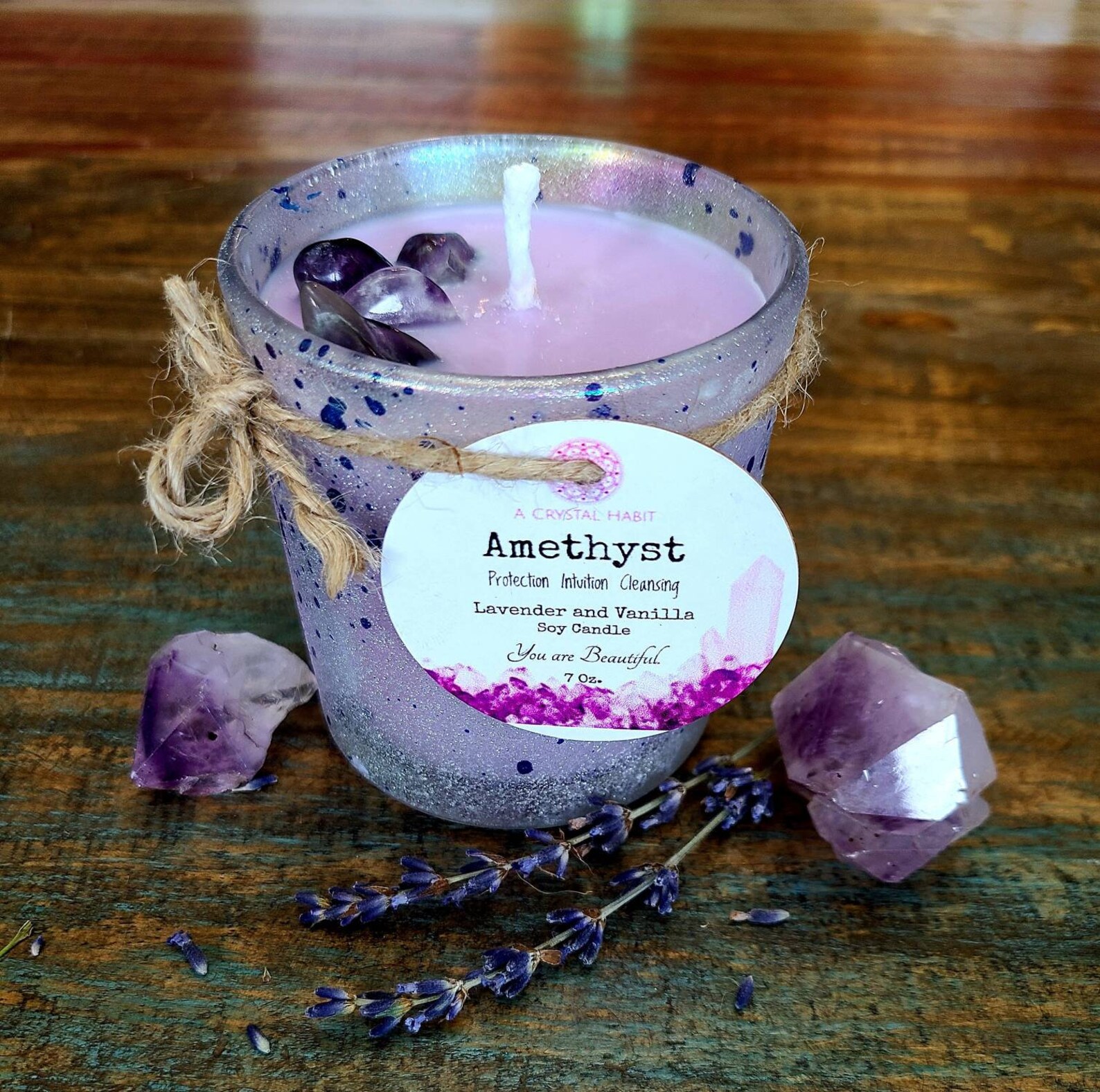 Amethyst Positive Affirmations/positive Energy Soy Candle - Etsy