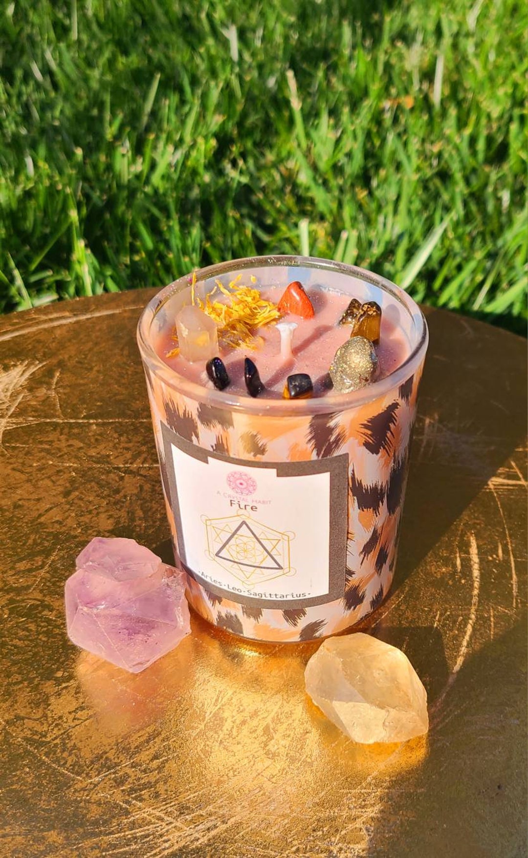 Crystal Element Candle, Fire Element Candle, Crystal Candle, Glitter ...
