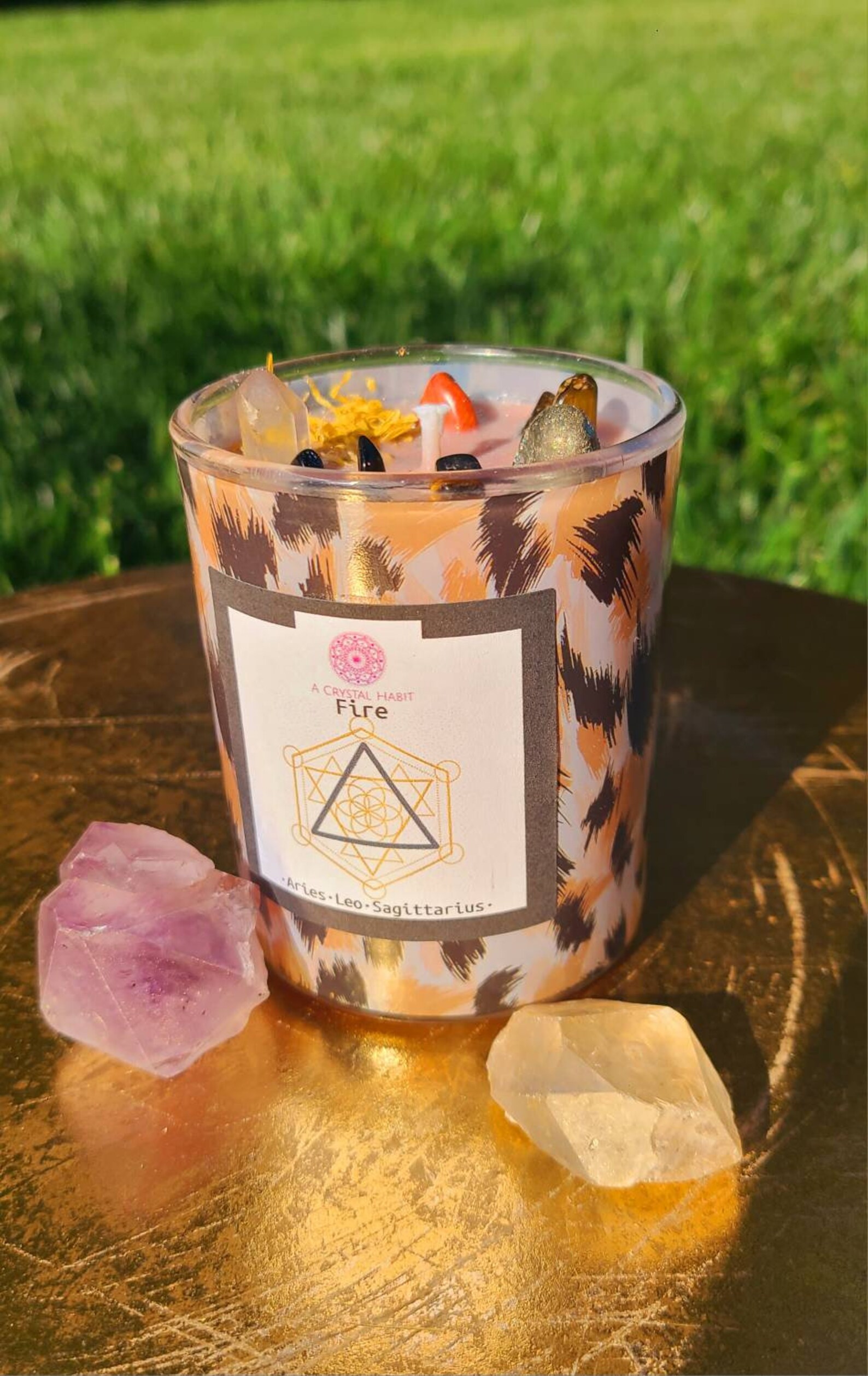 Crystal Element Candle, Fire Element Candle, Crystal Candle, Glitter ...