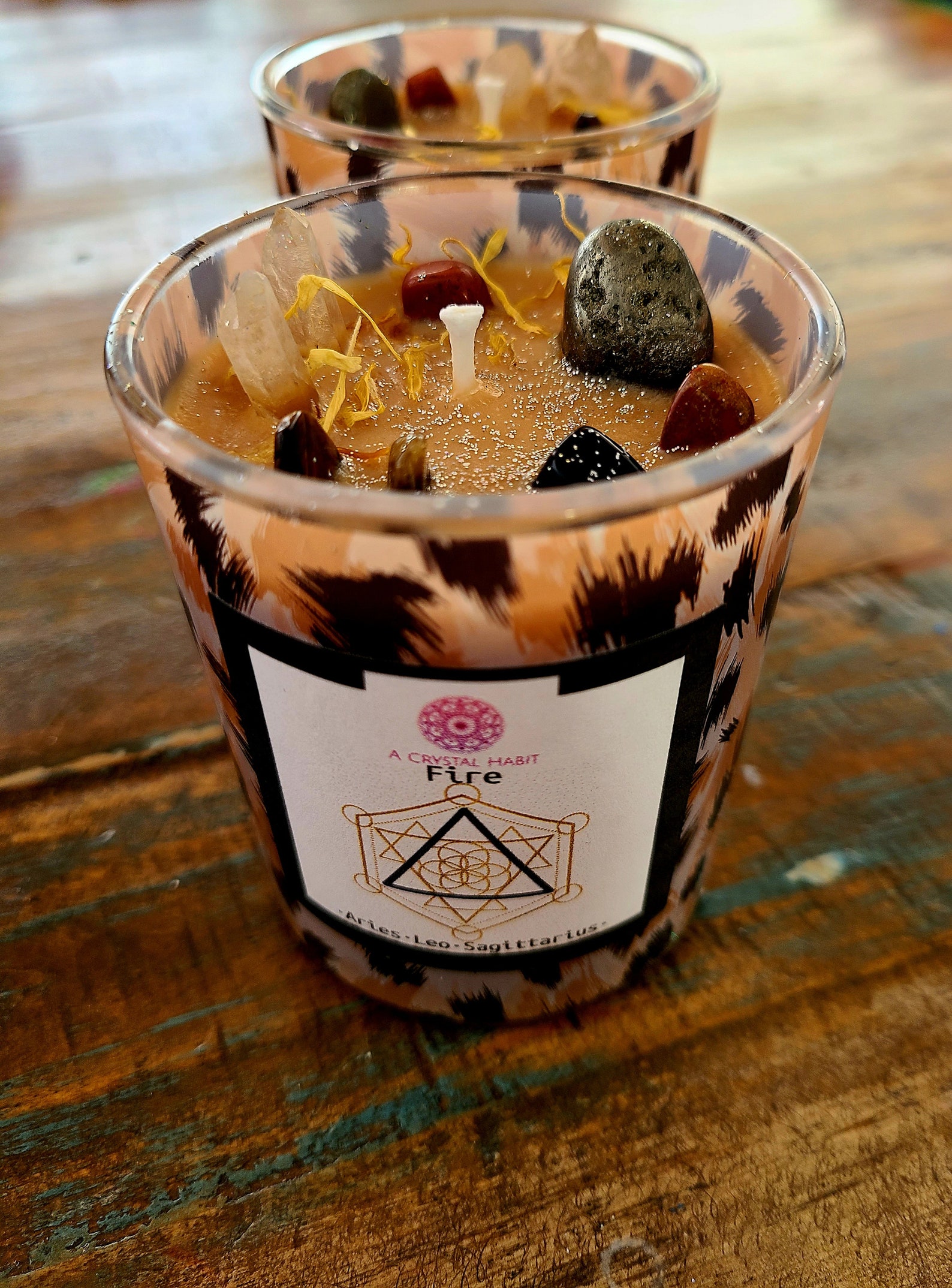 Crystal Element Candle, Fire Element Candle, Crystal Candle, Glitter ...