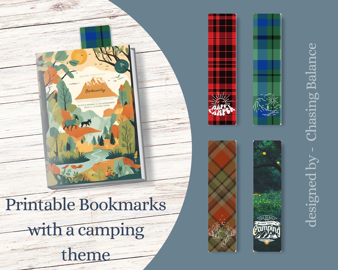 Camping Themed Printable Bookmark Set | 3 Sizes to Print and Cut ...