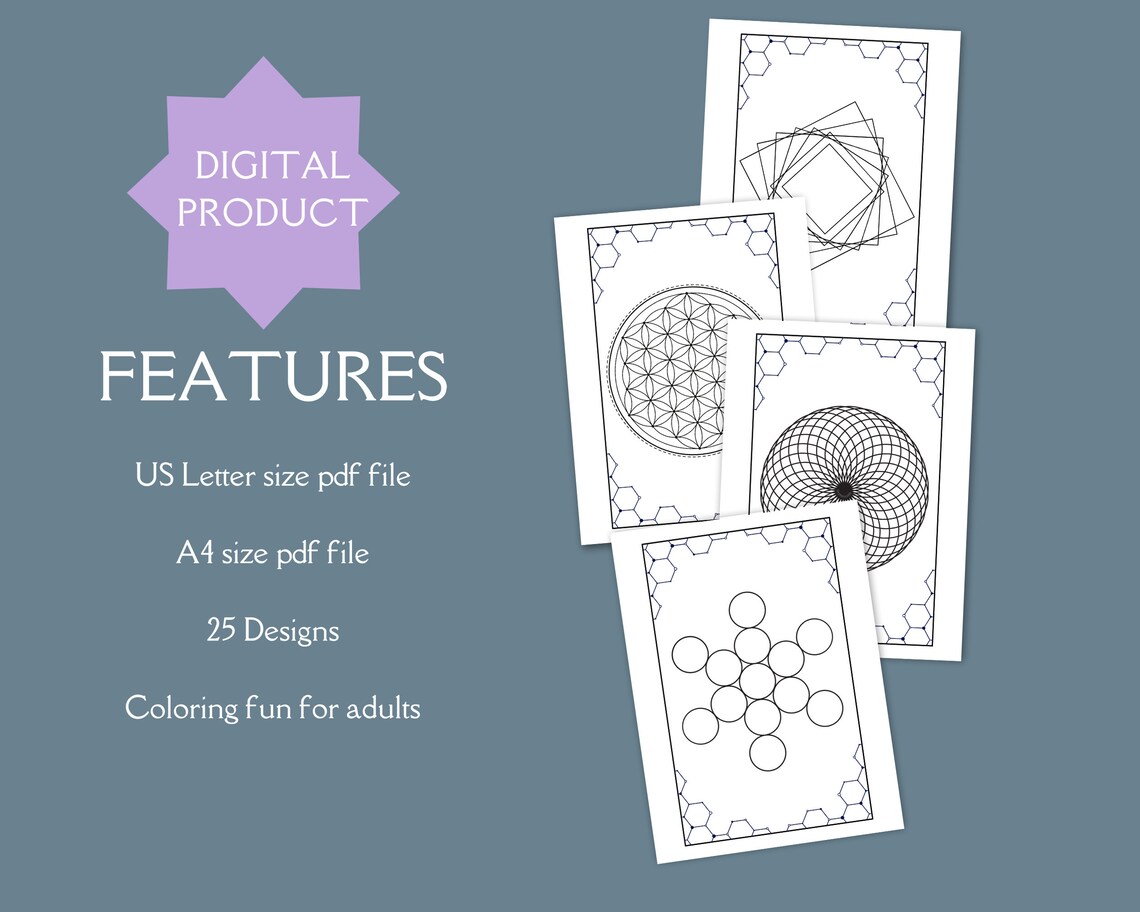 Sacred Geometry Coloring Pages: Digital Download | Geometric Patterns ...