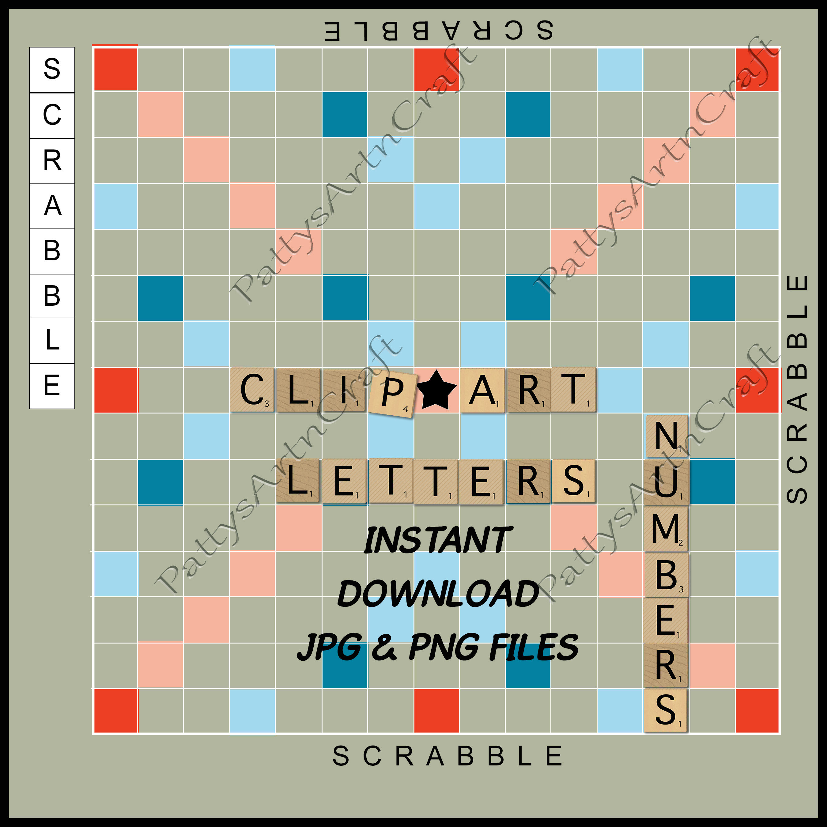 Scrabble Tiles Clip Art With Gameboard for Instant Download - Etsy