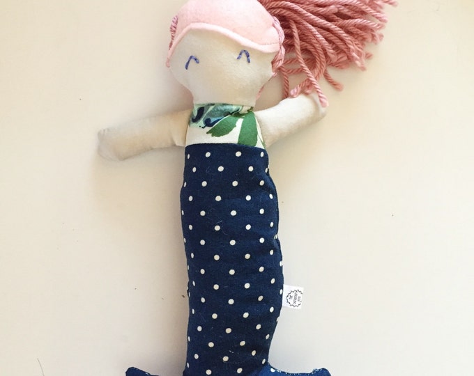 Rose Addie Doll, Handmade Plush Doll, Fabric Rag Doll, Mermaid Doll ...
