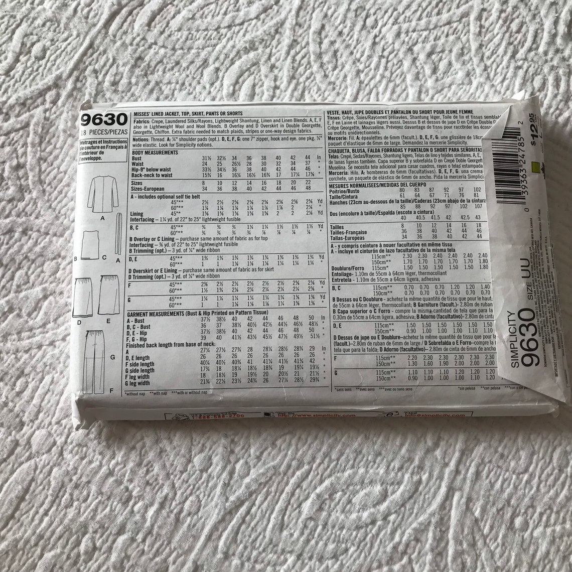 UNCUT!! Simplicity 9630 Pattern Easy Chic Separates Sleeveless Camisole ...